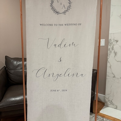 Wedding Fabric Welcome Sign, Modern Wedding Welcome Sign, Fabric Sign ...