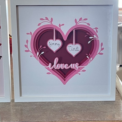 3D Heart Shadow Box With Custom Names, Valentines Day Shadow Box ...