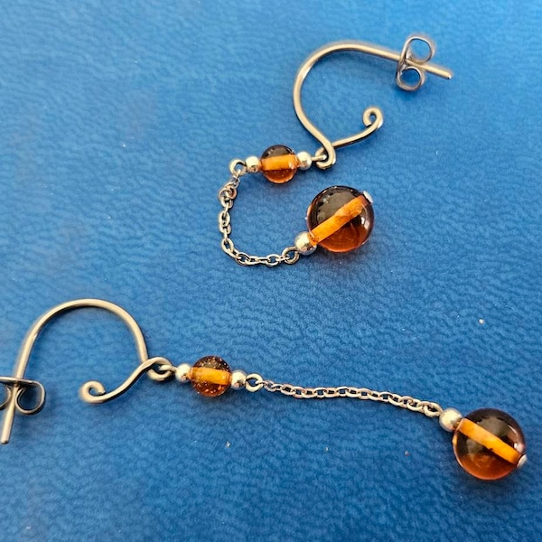 Small Titanium Drop Earrings With Faceted Rock Crystal Beads - Pure ...