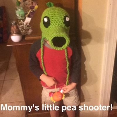 Green Peashooter Pea Shooter Crochet Hat Beanie Stocking Cap With ...