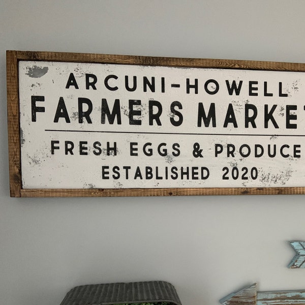 Custom Location | City Farmers Market Modern Farmhouse Sign | Rustic ...