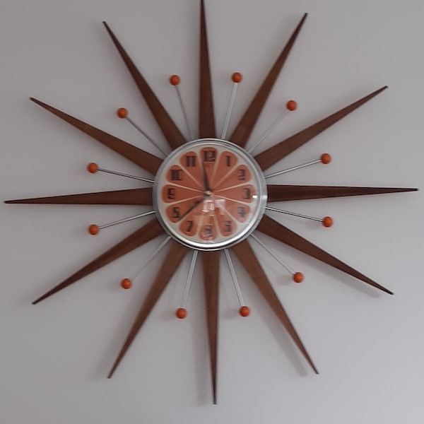 27 Inch Hand Made Mid Century Style Starburst Sunburst Clock by Royale ...
