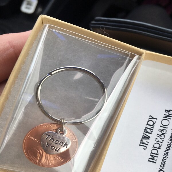 THANK YOU. Thank You Penny. Thank You Gift. Penny Keychain. Grateful ...