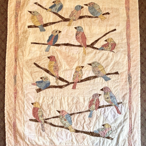 PDF Pattern for a Fabric Collage Project Featuring Birds Sat on a Wire ...