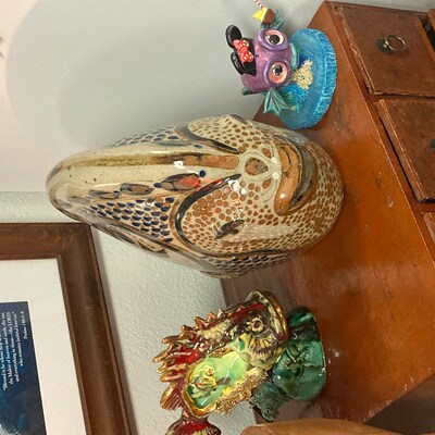 Large Pufferfish Sculpture: Puffer Fish Lover Gift, Tropical Tiki Bar ...