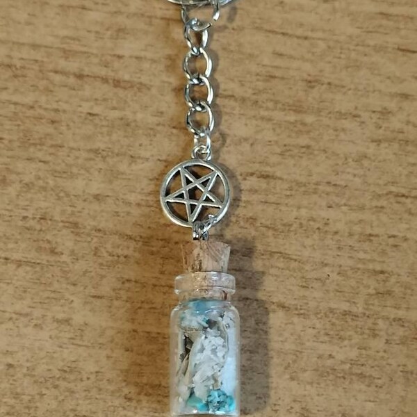 Spell Jar Keychain, Pentacle Keychain, Keyring Gift, Protection ...