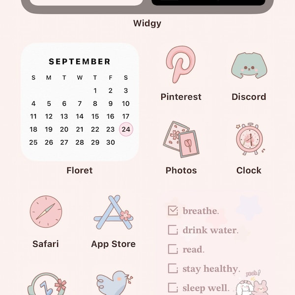 CUTE SAKURA Hand Drawn Icon Pack With Wallpapers | Cherry Blossom App ...