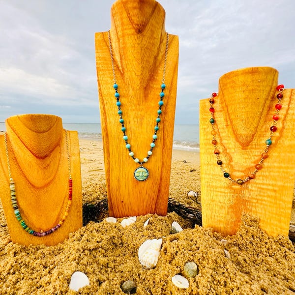 Handcrafted Wooden Jewelry Bust - Necklace Display in 3 Sizes for 16 ...