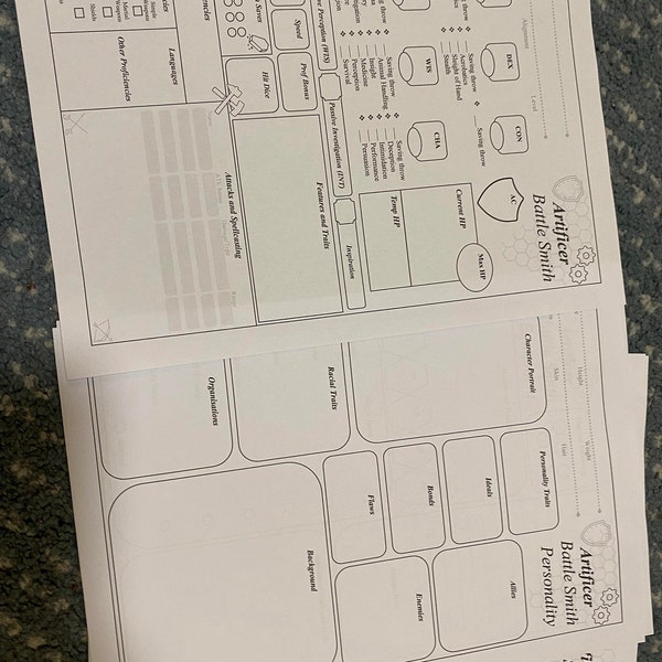 Dnd Artificer Artillerist Character Booklet - Dungeons and Dragons Digital Character Sheet ...