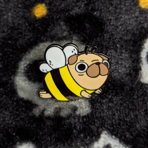 Pug Bee Pug Enamel Pin, Pug Enamel Pin, Bee Enamel Pin, Cute Pug Pin ...