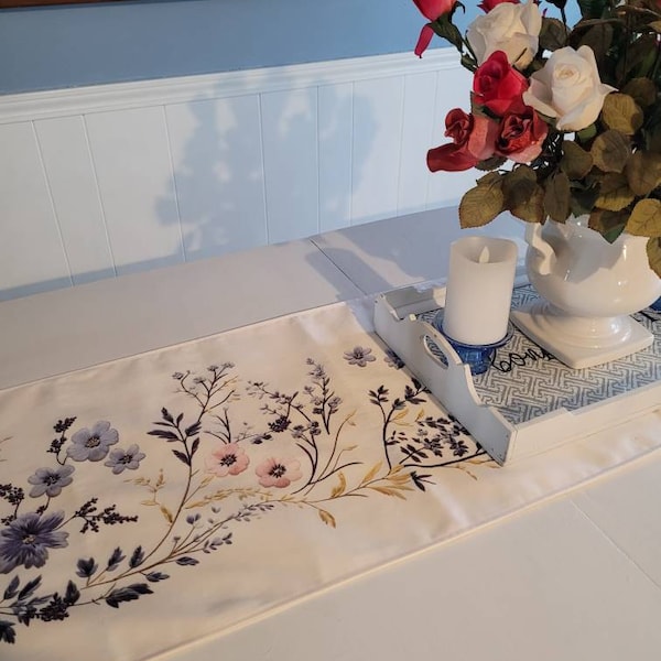 Double Sided French Style Vine Floral Table Runner 16 X 72 ",blue ...