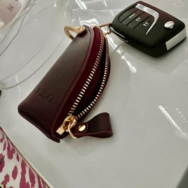 Leather Key Pocket Leather Car Keychain Personalized Key Pouch Handmade ...