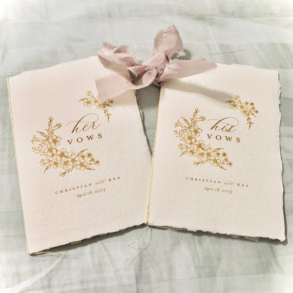 Custom Vow Books, Handmade Paper Vow Book, Personalized His and Hers ...