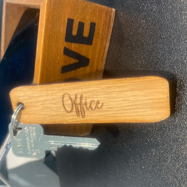 Personalised Oak Keyring, Custom Key Fob, Door, Shed Garage, Flat ...