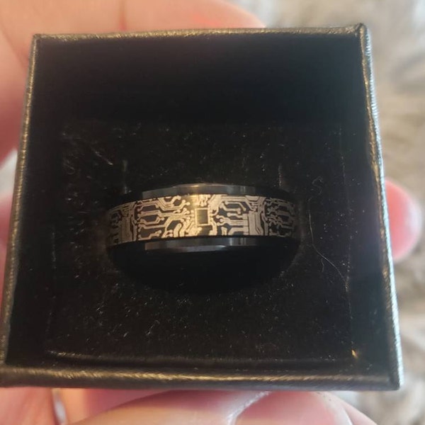 Circuit Board Fidget Spinner Wedding Band, Computer Science Engagement ...