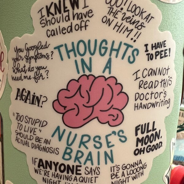 Nurse Brain Vinyl Sticker | Funny RN Gift, Laptop Decal - Etsy