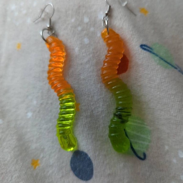 Gummy Worms Earrings L Resin Jewelry L Candy Earrings L Dangle Earrings ...