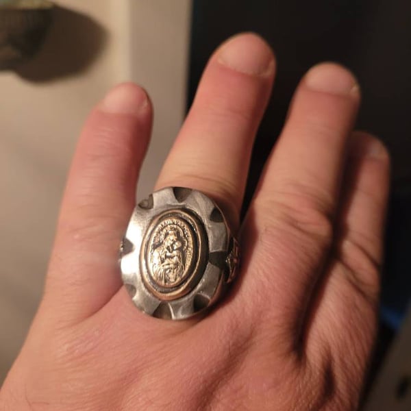 Sacred Shroud Ring, Mexican Biker Ring, Souvenir Ring, Face of Jesus ...
