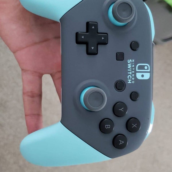 Custom Gray and Cyan Aqua Blue Nintendo Switch Pro Controller - Etsy
