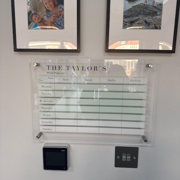 Personalised Acrylic Weekly Planner Plaque House Sign Printed Organiser ...