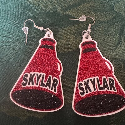 Custom Cheer Earrings Megaphone Earrings - Etsy