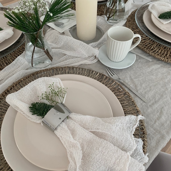 Ivory Gauze Runner for Wedding, Cheese Cloth Runner, Table Hand Dyed ...