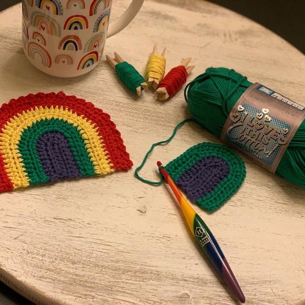 Rainbow Coaster PATTERN, Crochet Rainbow Coaster, Crochet Coaster ...
