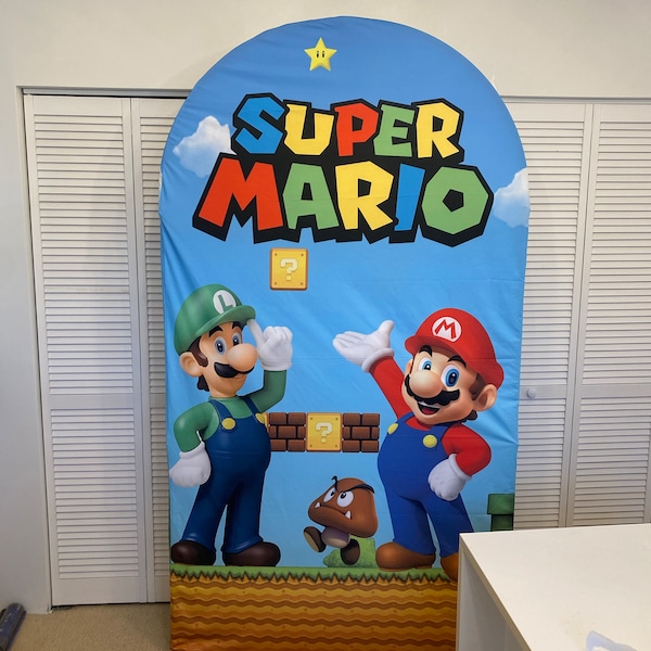 Cartoon Super Mario Bros Double-sided Arch Backdrop Wall for Newborn ...