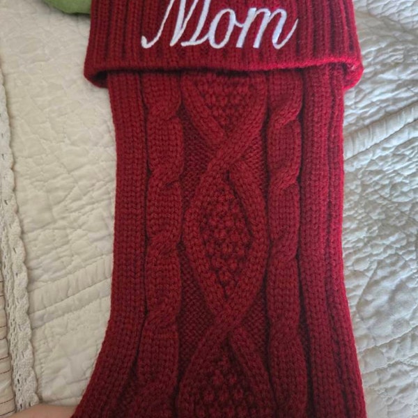 Personalized Embroidered Christmas Stocking, Knit Family Stocking, Name ...