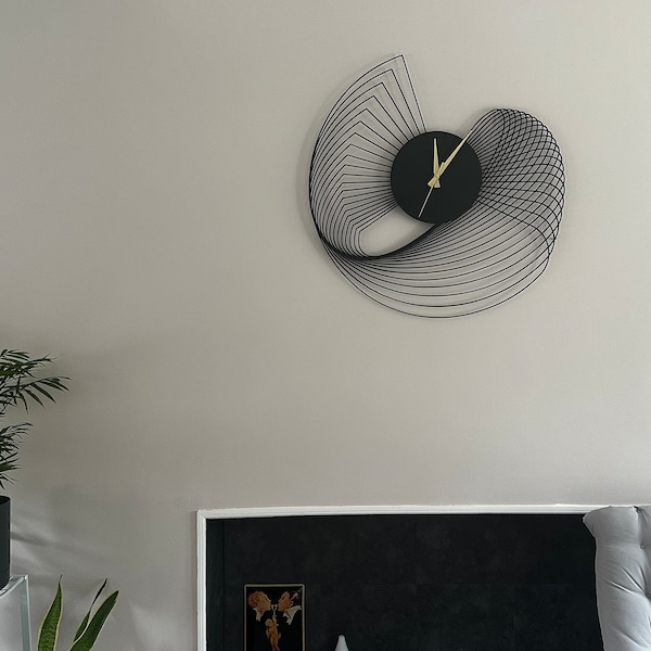 Spiral Metal Wall Clock, Lines Wall Clock, Luxury Home Decor, Clocks ...