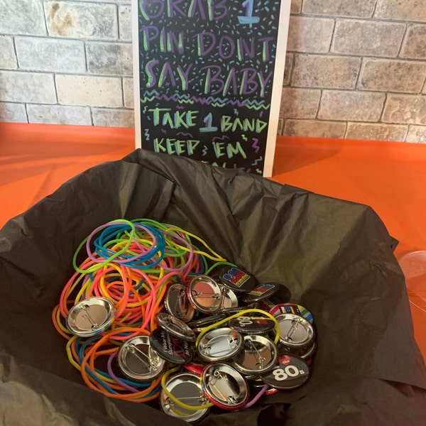 Totally Awesome 80's Party Favor Buttons (12 Pack), 1" or 1.5" or 2.25 ...