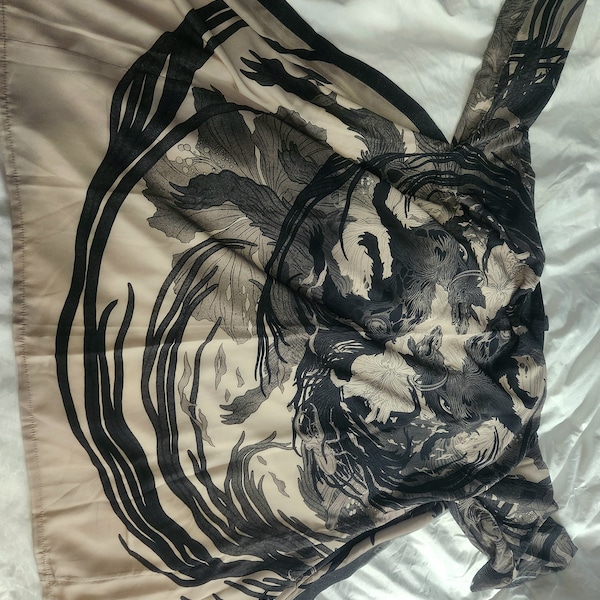 Short Unisex Kimono Neko Mono Sphynx Cat Print Robe Caftan One Size ...