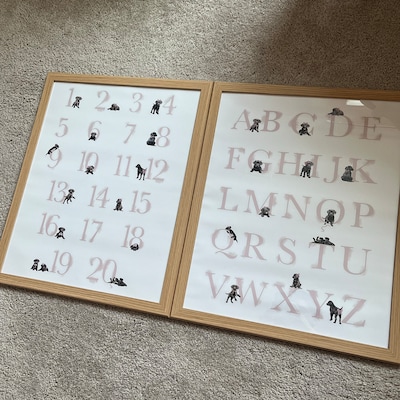 YELLOW LAB Nursery Wall Art: Labrador Alphabet Poster in Pastel Blue ...