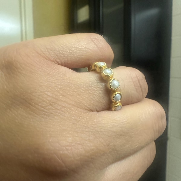Natural Freshwater Pearl Eternity Band \ Gemstone Ring \ Channel ...