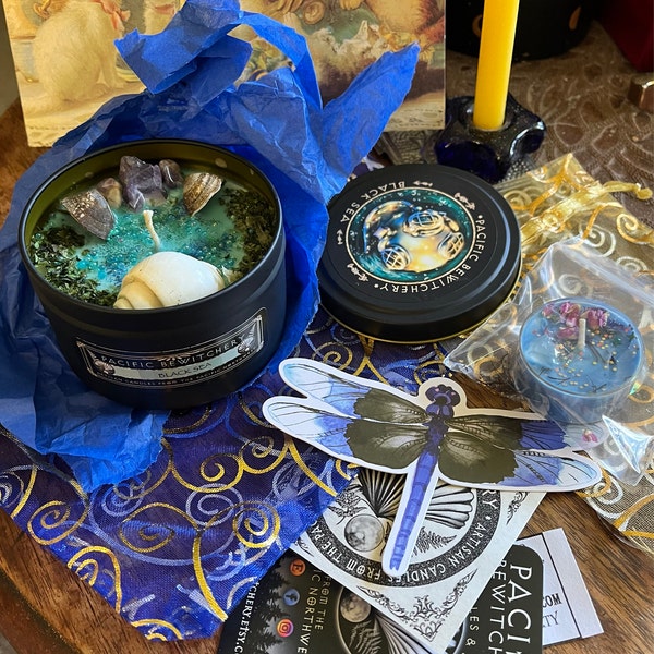 WHISPERING MOON XL 4-wick Artisan Candle, Meditation, Intention, Ritual, Celestial, Moonstone ...