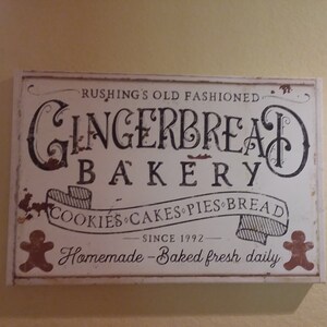 Gingerbread Sign Rustic Farmhouse Kitchen Decor Custom Family Name Sign ...