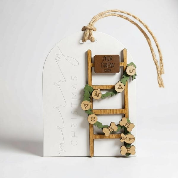 Family Christmas Ladder Ornament SVG | Laser File - Etsy