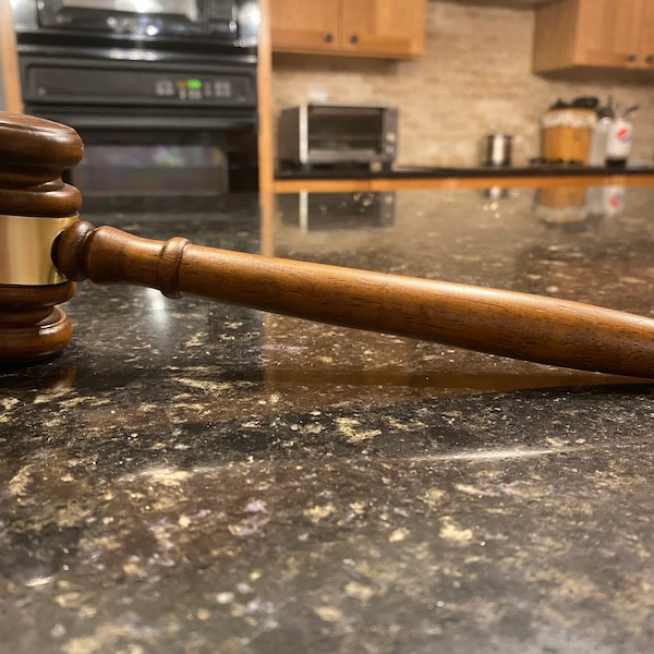 Personalized Wood Gavel With Engraved Gold Band - Wooden Judge's Gavel ...