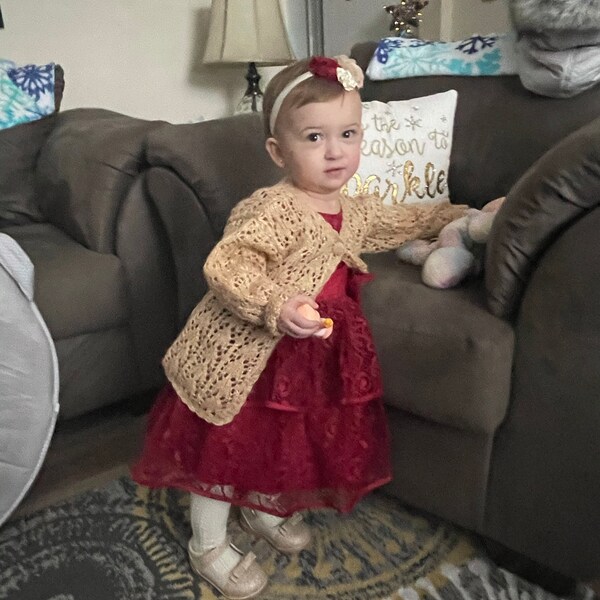 Girls Gold Cardigan, Girls Holiday Sweater, Baby Girls Cardigan - Etsy