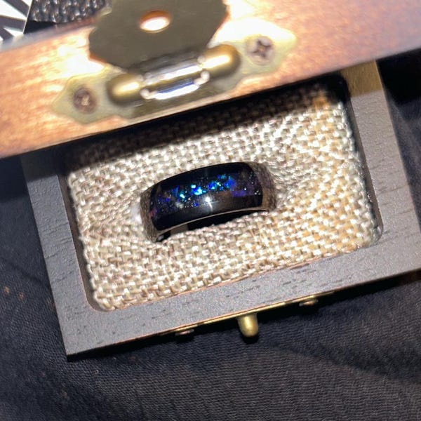 The Astronomer - Nebula Ring, Mens Wedding Ring, Black Tungsten Outer ...