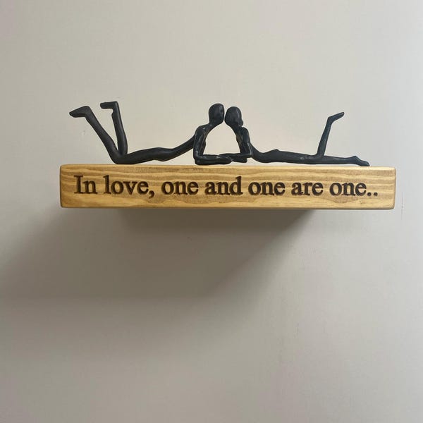 Personalised Engrave Rustic Floating Shelf With Wooden Hanging Rail ...