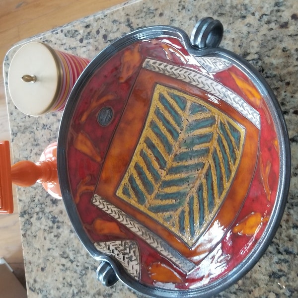 Hand-painted Ceramic Fruit Bowl - Large Pottery Dish for Christmas Gift ...