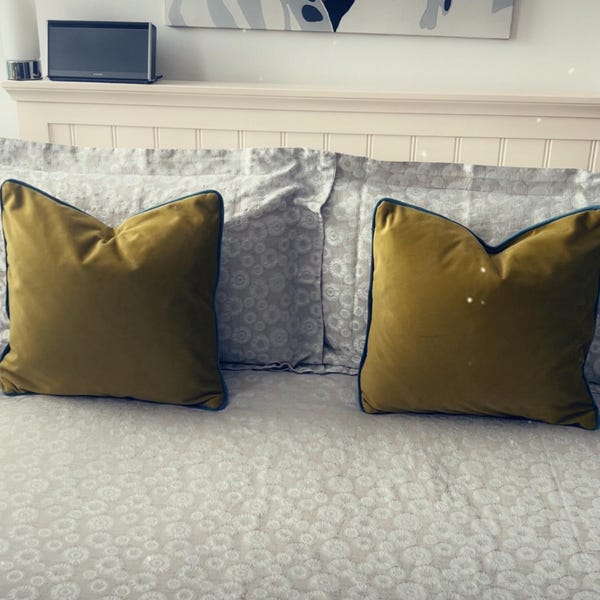 Piped Velvet Cushion Covers | Bespoke Custom Piped Edge | Zipped ...