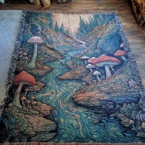 Floral Cottagecore Flowers Throw Blanket Tapestry Vintage Woven Rug ...