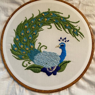 Peacock Embroidery Pattern PDF Digital Download Template for Modern ...