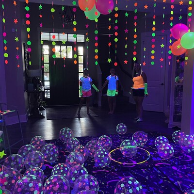 78ft Neon Paper Garland Circle Dots Hanging Decorations for Birthday ...