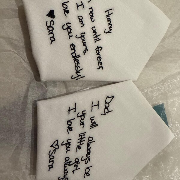 Handwritten Custom Keepsake Handkerchief, Message Memento Personalized ...