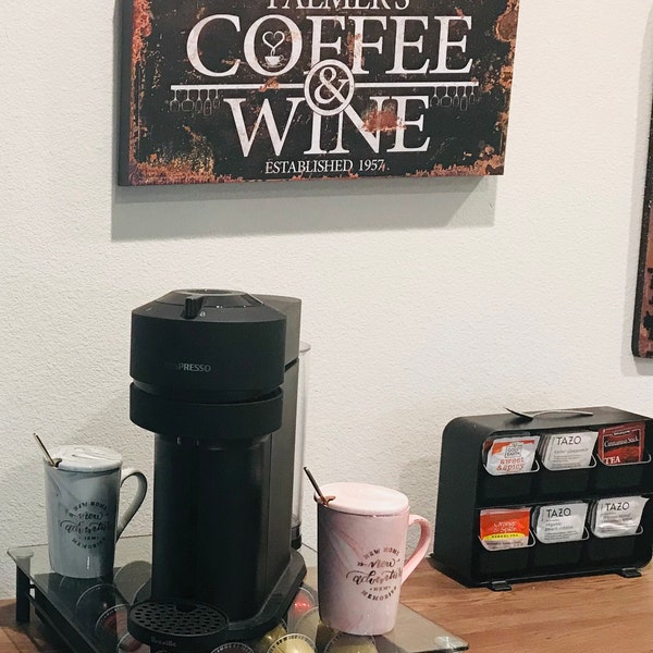 Wine and Coffee Sign | Custom Coffee Bar Wall Art | Personalized Coffee ...