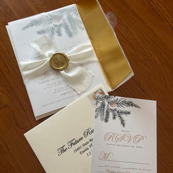 Simple Elegant Winter Wedding Invitation Personalized Pine Tree ...
