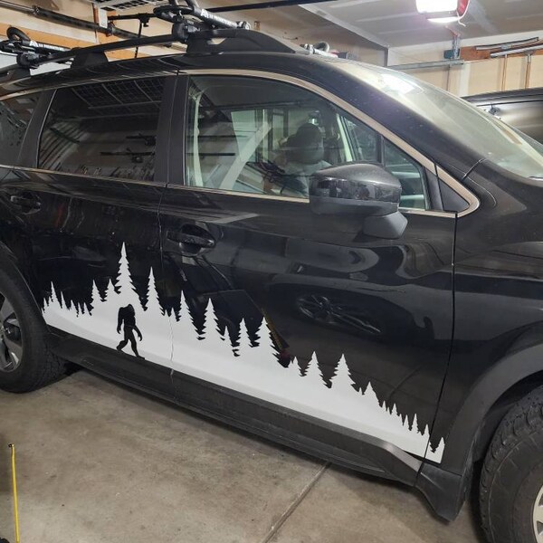 Bigfoot in Tree Line Forest Scene Vinyl Decal V17 - Sasquatch Camping ...